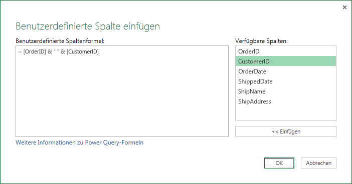 Zusammenführen von Spalten (Power Query) Zusammenführen von Spalten (Power Query)