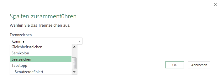 Zusammenführen von Spalten (Power Query) Zusammenführen von Spalten (Power Query)